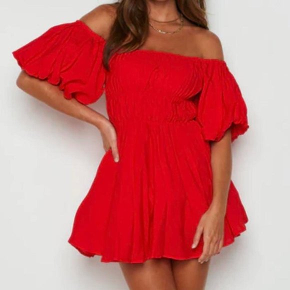 Dresses | Aiyana Puff Red Mini Dress | Poshmark